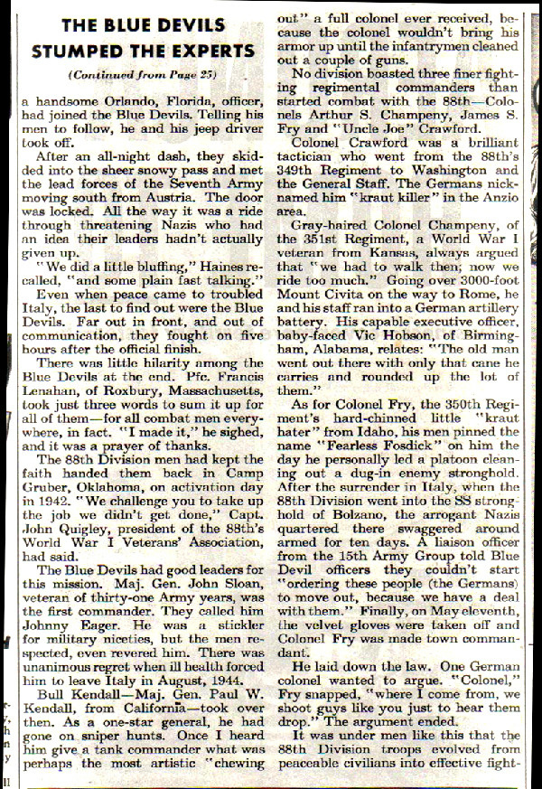 The Blue Devils Stumped the Experts - Magazine Article - 88th Infantry ...